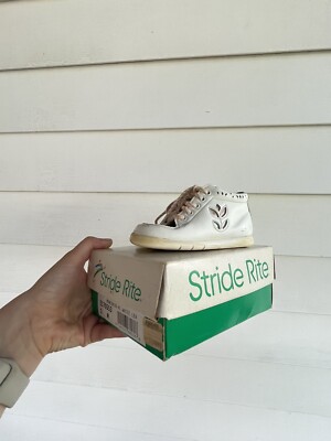 Vintage Baby Shoes Stride Rite White Leather High Tops | eBay