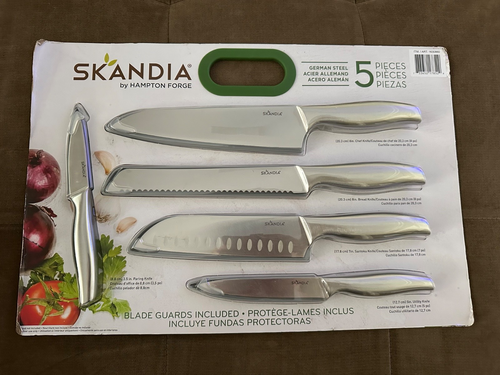 NEW ~ Skandia German Steel Forged Knives 5 Pc set w/ 5 Blade Guards ...