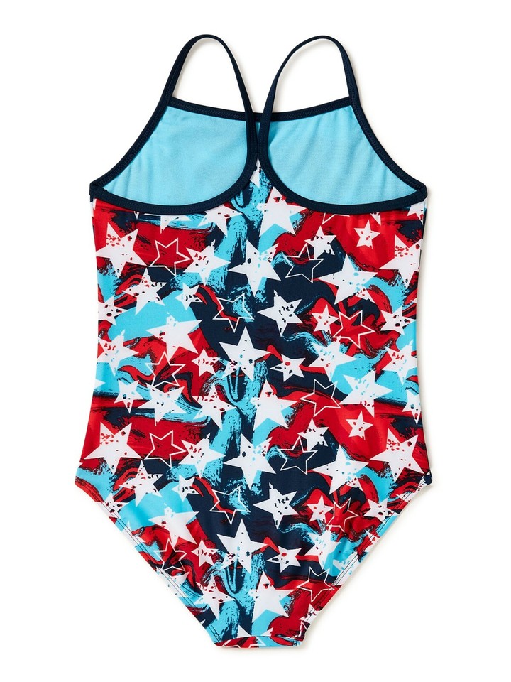 Girls One-Piece Patriotic Swimsuit SPF 50+ - Size XS (4-5) | eBay