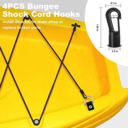 Kayak Deck Rigging Kit 1/4" 9.8' Bungee Cord with 6 D Rings& 4 J Hooks ...