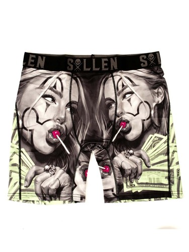Sullen Men's Cream Boxers Tattoo Art Style Ballin with Dollar Bills ...