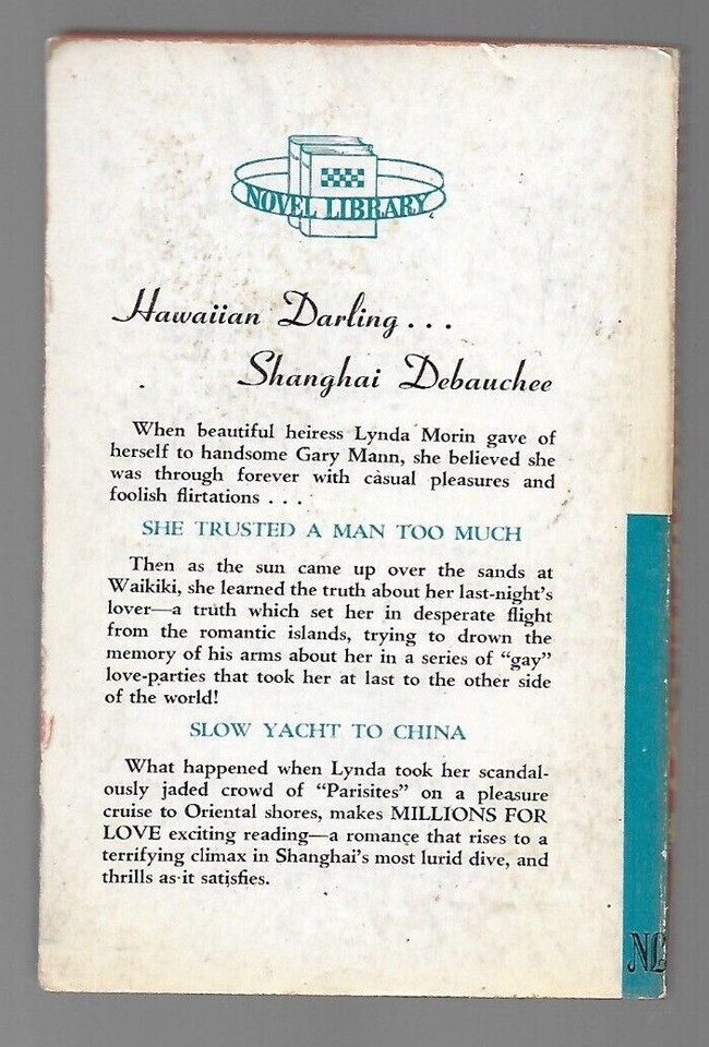 MILLIONS FOR LOVE by Colette Roberts 1st Print 1949 Novel Library #31 ...