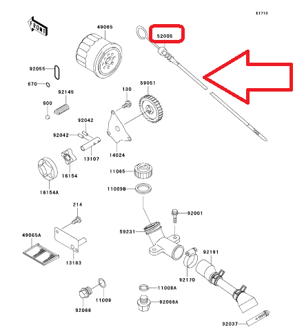 KAWASAKI SIDEBYSIDE MULE 4010 TRANS4X4 2013 OIL GUAGE 52005-2149 atv ...