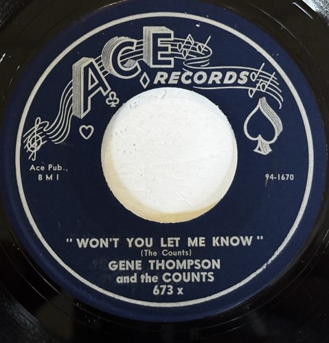 Gene Thompson & The Counts "Won't You Let Me Know" Ace R&B 1966 VG+ | eBay