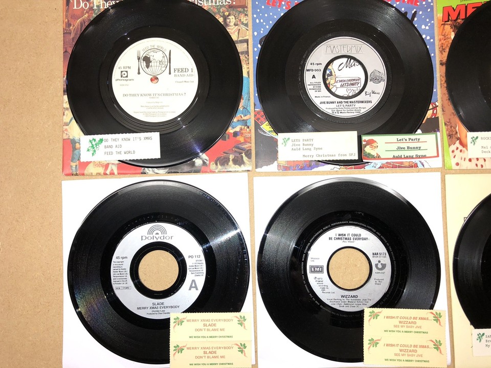 x8 Xmas 7" Jukebox Singles Slade Wizzard Band Aid Bruce Springsteen ...