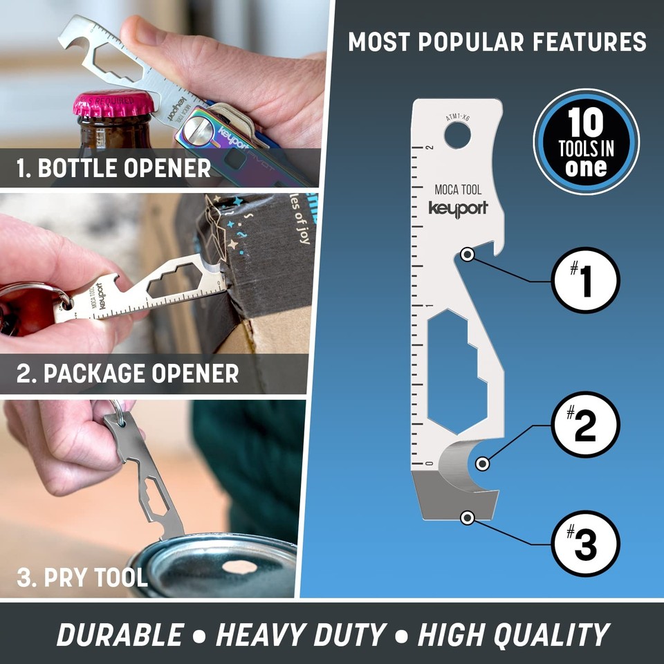 10-in-1 Keychain Multitool: Pry Bar, Bottle Opener, Screwdriver, TSA ...