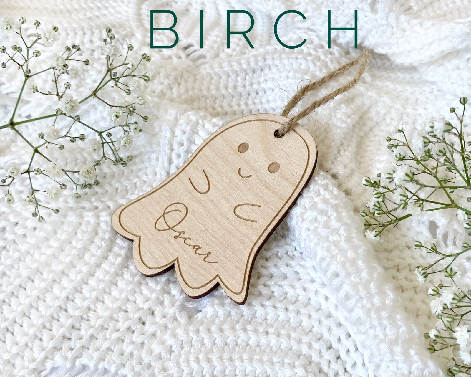 Personalised Engraved Halloween Ghost Name Tag | Baby's First Halloween ...