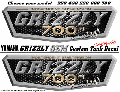 Yamaha Grizzly OEM ATV Tank Decal Graphic Sticker Kit 350 450 550 660 ...