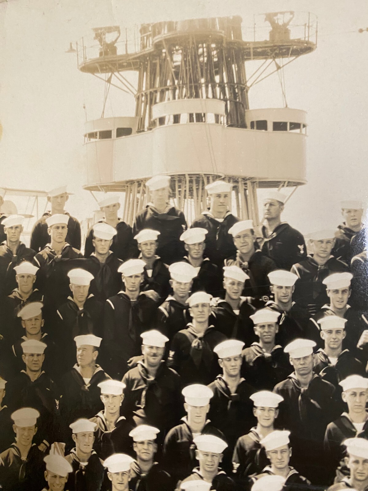 WW2 USN U.S. Navy Battleship Crew Panoramic Photo, 45.5" Long! Vintage ...