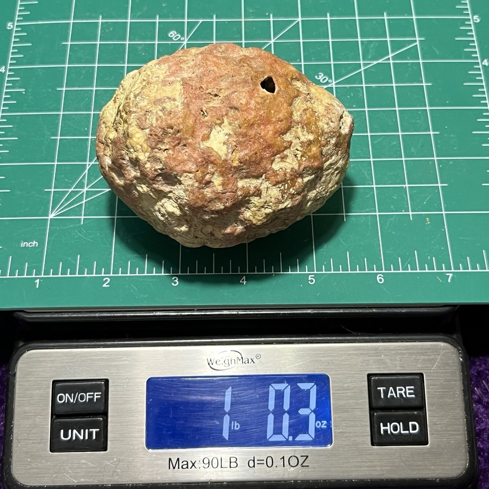 Red Unopened Geode White Crystal Quartz Uncut Whole Break Your Own Non ...