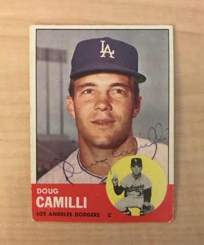 DOUG CAMILLI LOS ANGELES DODGERS SIGNED VINTAGE 1963 TOPPS CARD #196 W ...