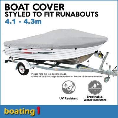 Heavy Duty 4.1m-4.3m Trailerable Runabout Boat Cover | eBay Australia