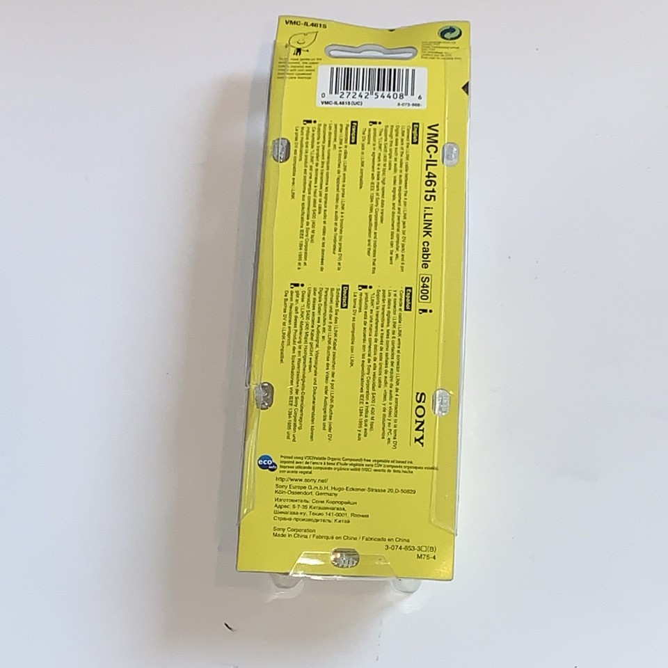 SONY VMC-IL4615 i.LINK 4-pin to 6-pin DV Transfer Cable Sony Handycam ...