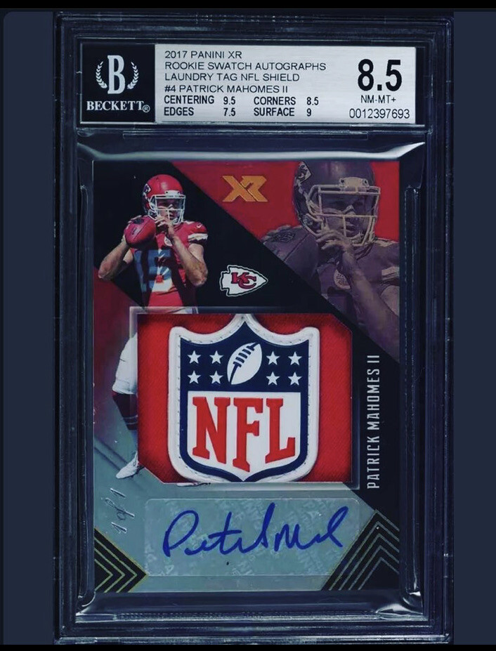 2017 PANINI XR PATRICK MAHOMES ROOKIE RC NFL SHIELD AUTO 1/1 BGS 8.5 | eBay