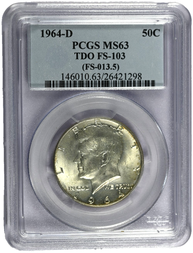 1964-D PCGS MS63 TDO (Tripled Die Obverse) FS-103 (FS-013.5) Kennedy ...