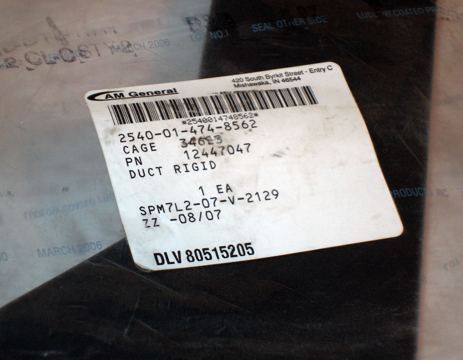 AM General 12447047 HMMWV Hummer HVAC Duct, M1151 M1165 M1165A1 M1167 ...