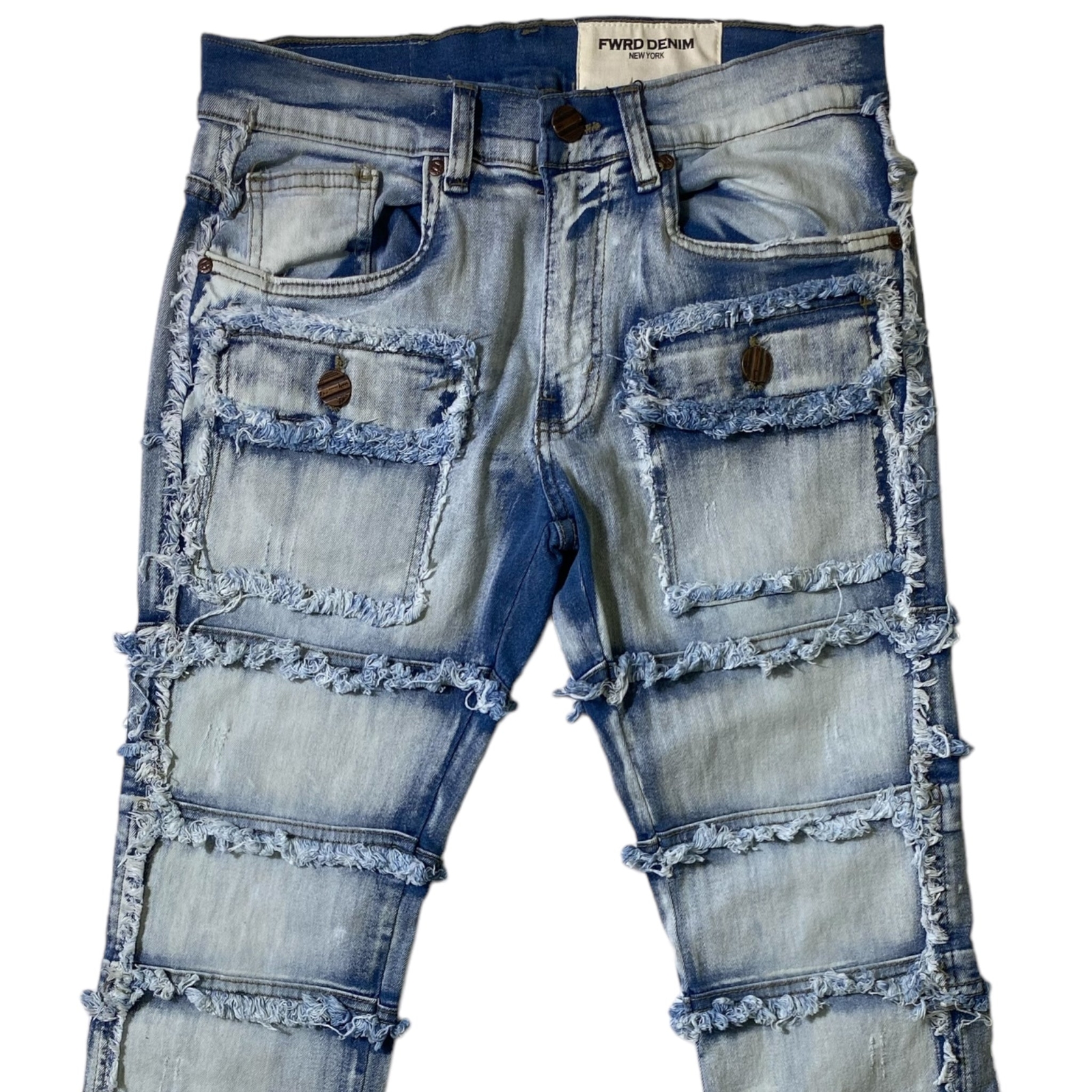Men FWRD DENIM CO. Patchwork True Stacked Denim Jeans | eBay