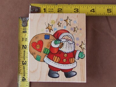 4 3/4 x 3 1/4" Patchwork Santa Rubber Stamp H1808 Hero Arts | eBay