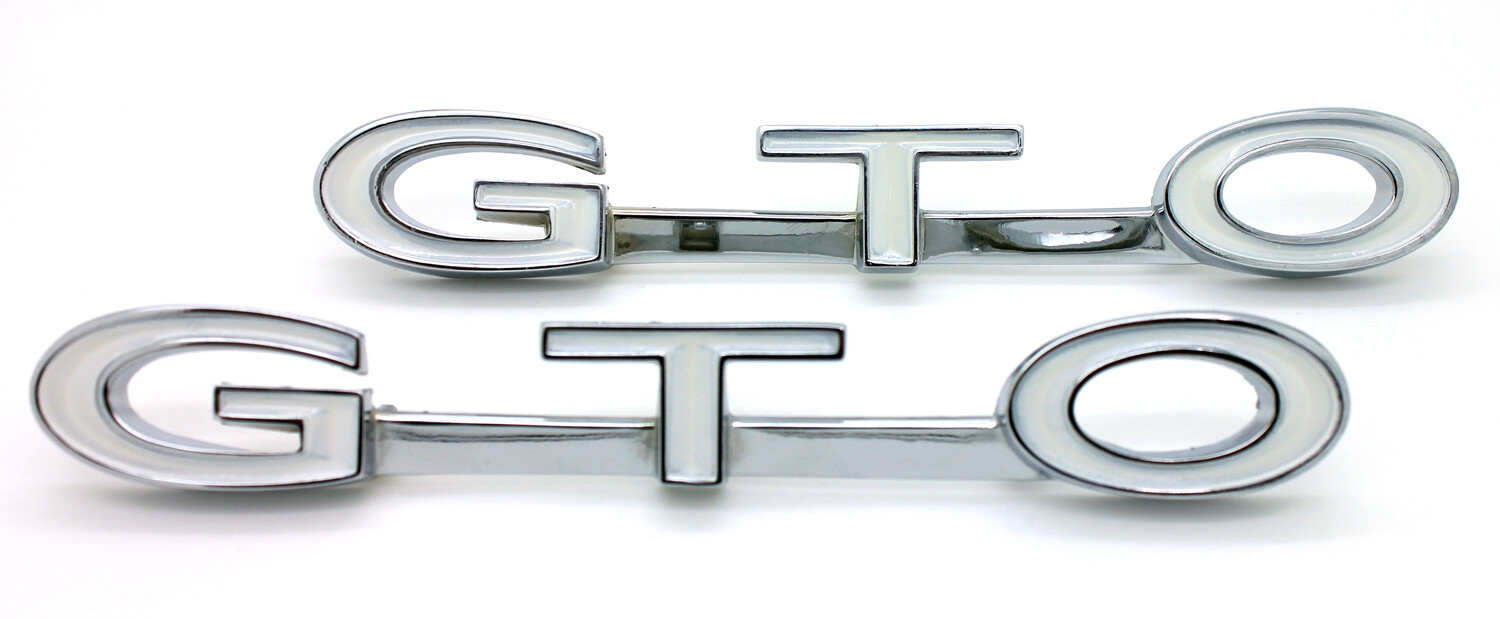 NEW 1969 Pontiac GTO Front Fender Emblems / USA-Made Chrome Side Badge ...