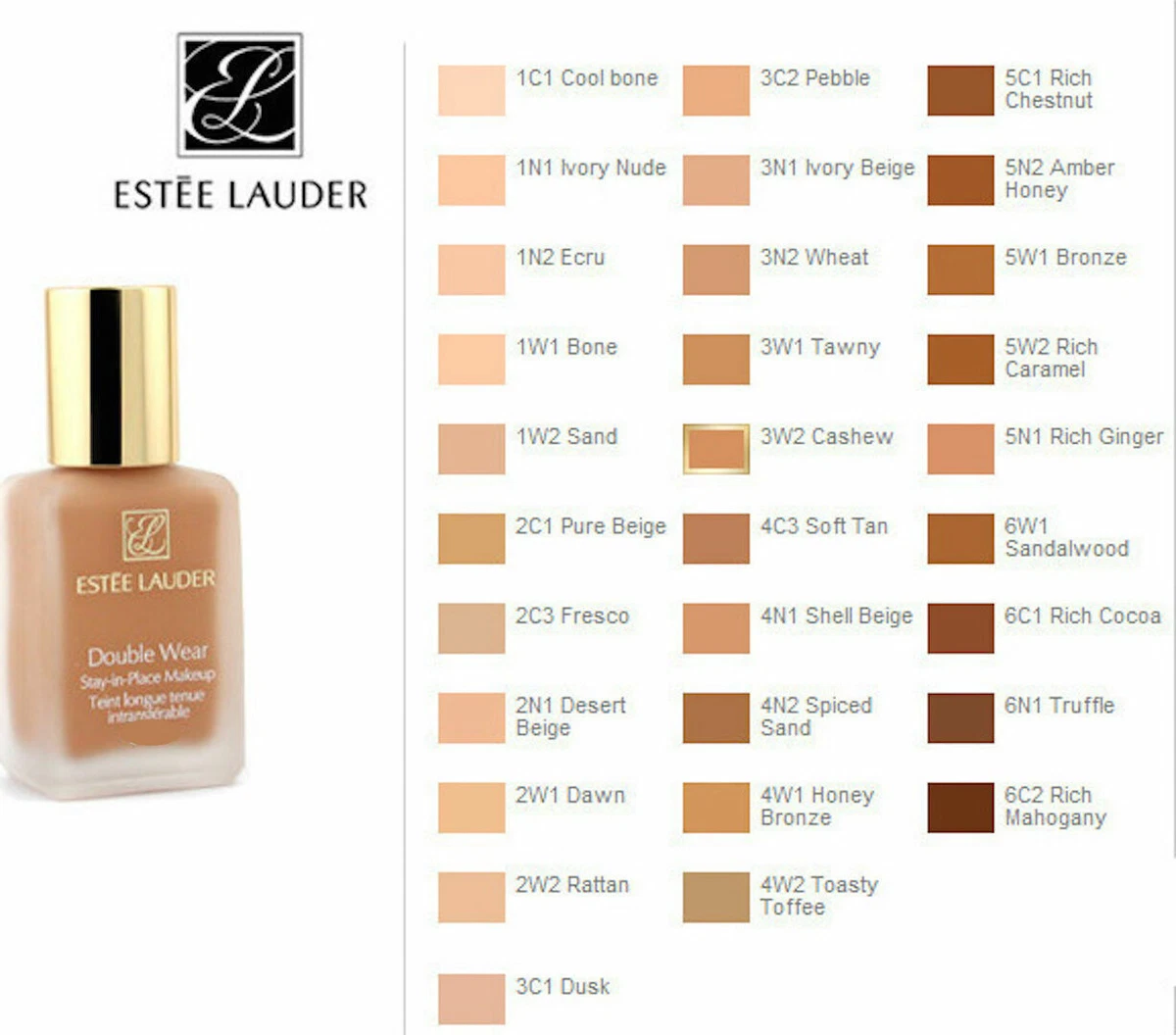 Estée Lauder Double Wear Stay In Place Makeup 1w1 Bone Saubhaya Makeup