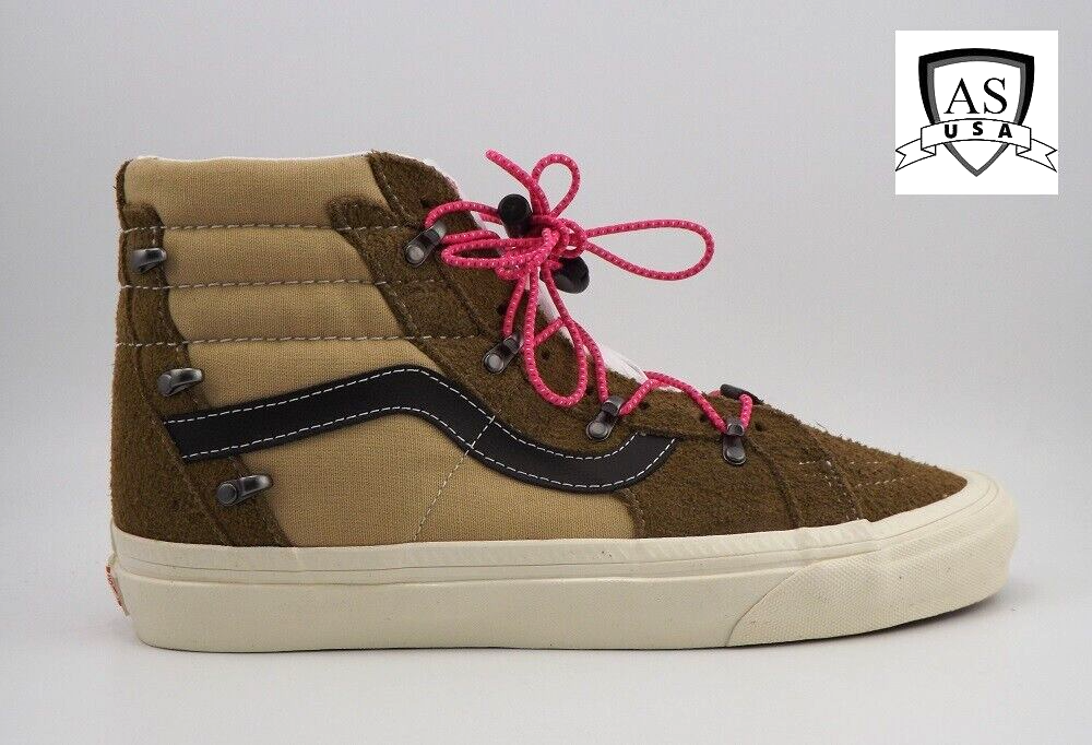 Vans SK8-Hi Echo DX Hairy Suede Skate Shoes Brown Men's Size 9.5