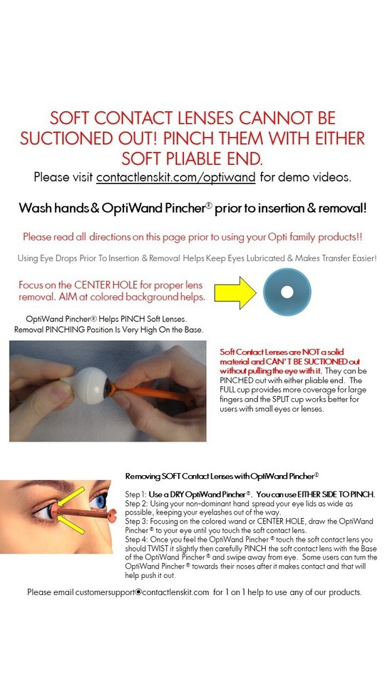 OptiWand Pincher Soft Contact Lens Insertion Removal Tool Eye Lense ...