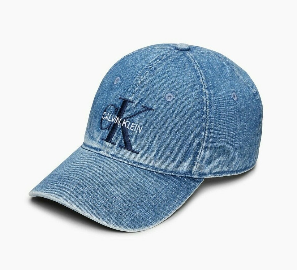 NWT Calvin Klein Men's Embroidered CK Logo Baseball Hat Denim Monogram ...