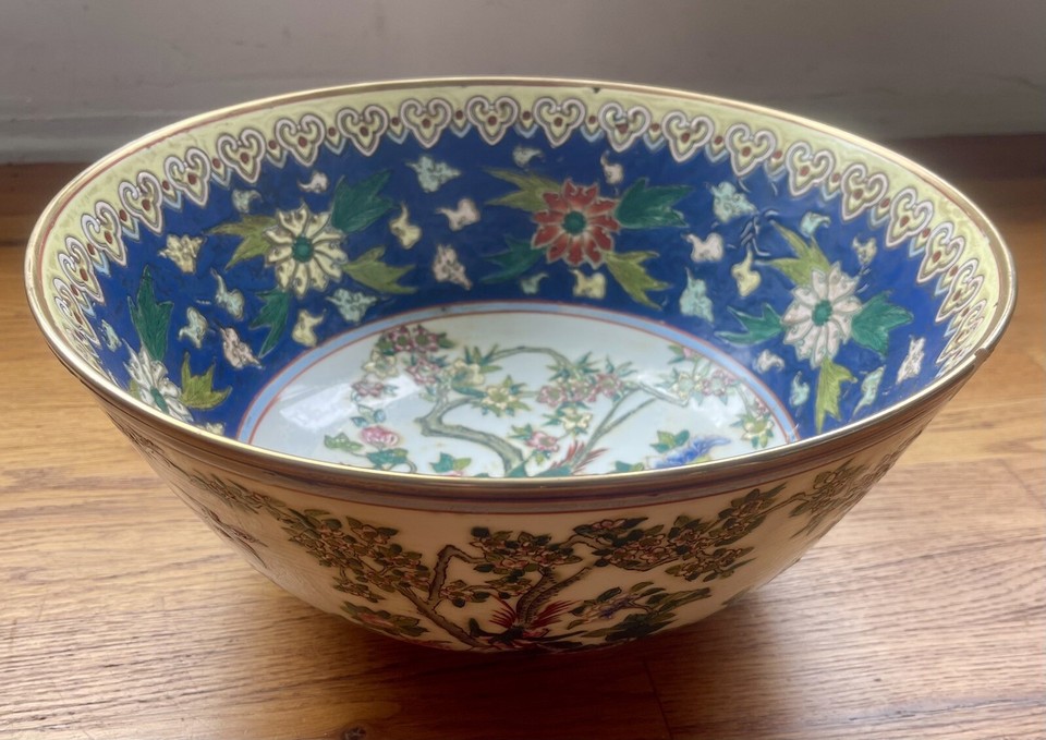 Antique Qing Dynasty Tongzhi Oriental Floral Phoenix Bird Centerpiece ...