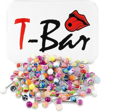 30 X Tongue Bars Tongue Piercing 1.6mm Colourful Tongue Stud Stainless ...