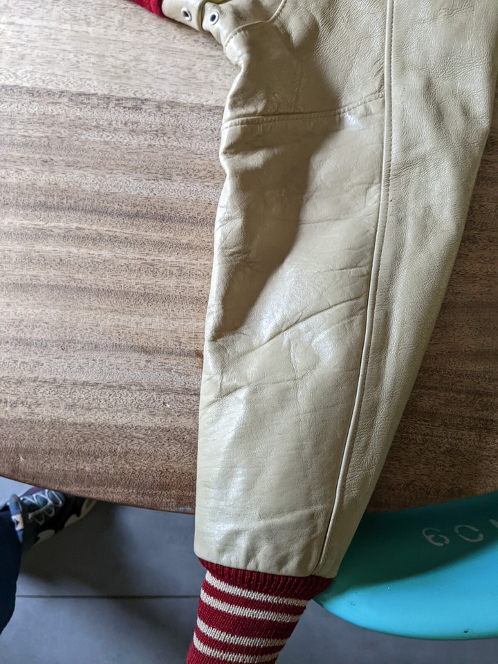 Vintage 60s Wool Leather Varsity Snap Letterman Jacket Size 42 Large W ...