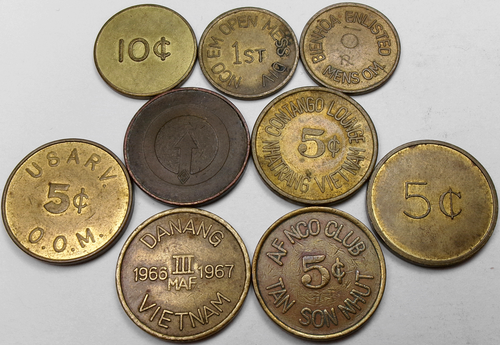 Vietnam American Air Force Bases NCO Club/Open Mess Tokens - Lot Of 9 ...