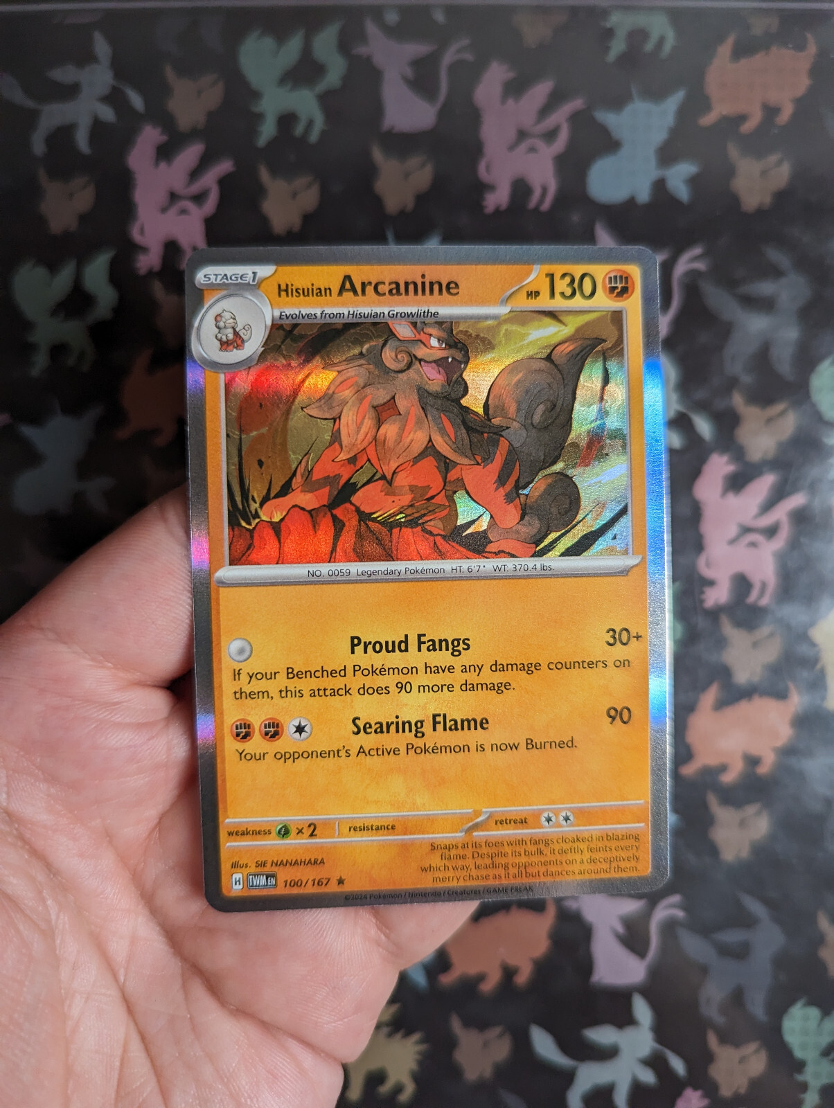 Hisuian Arcanine 100/167 Holo Rare Twilight Masquerade Pokemon Card ...