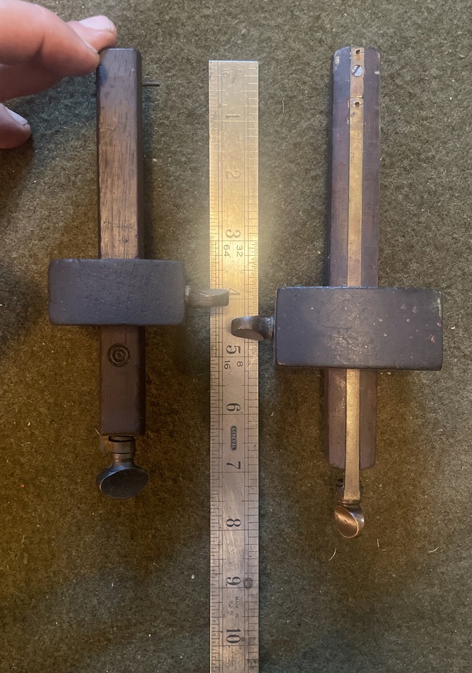 Antique Wood Scribe Gauge Brass Inlays, Carpenter Woodworking 2pc | eBay