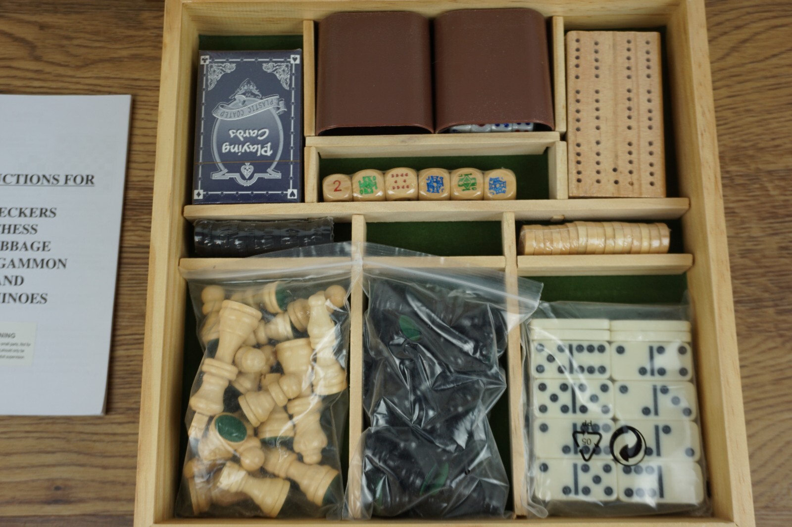 5 in 1 Game Set: Checkers, Chess, Cribbage, Backgammon & Dominoes | eBay
