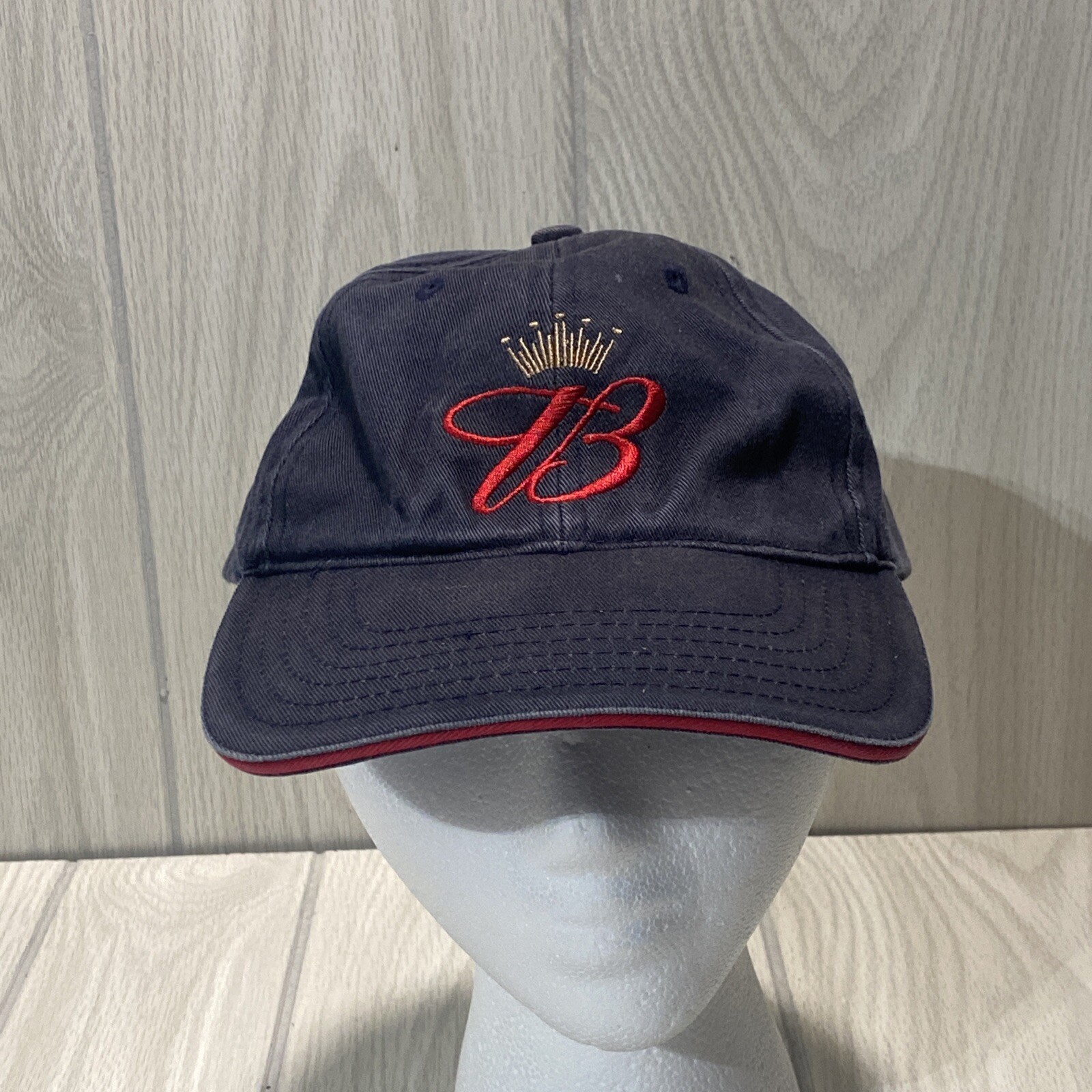 Budweiser Beer Adjustable Hat / Cap Navy Blue Anheuser-Busch Brew Gold ...