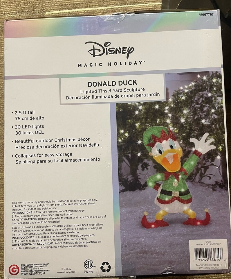 Disney 2.5-ft LED Donald Duck with Elf Outfit Christmas Yard Decoration ...
