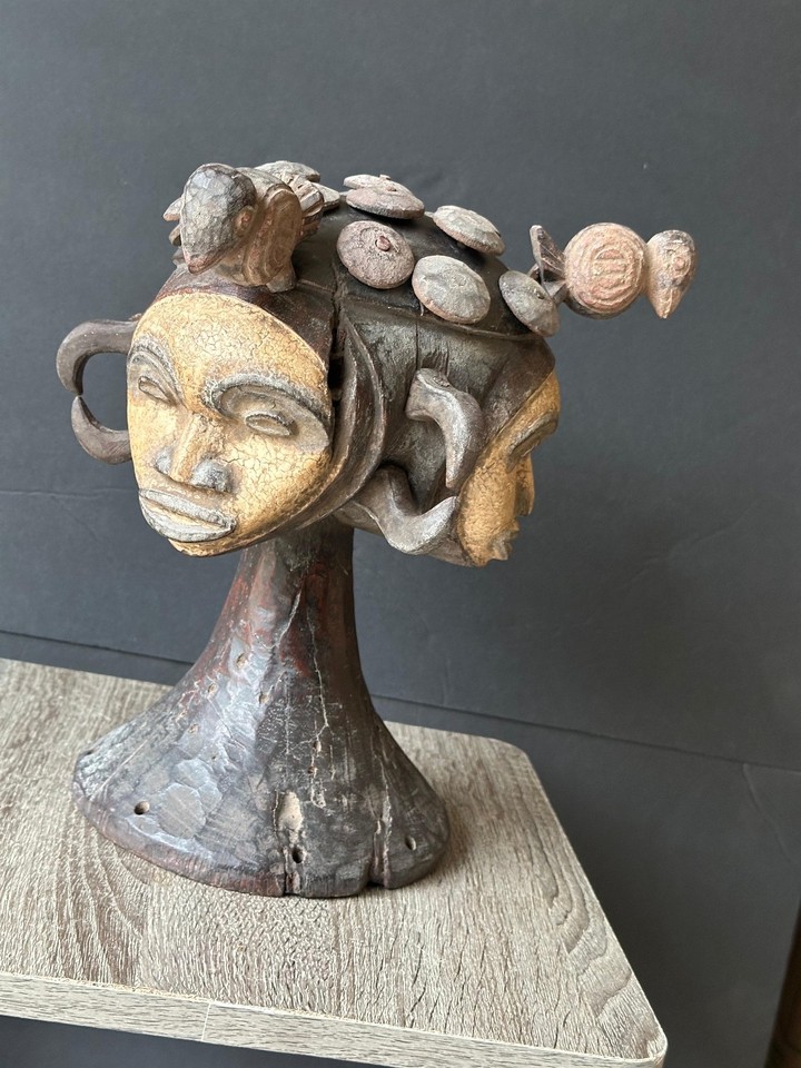 VINTAGE Idoma Janus Head Crest / Ekpo Society Headdress Nigeria 11" | eBay