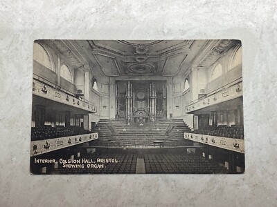 INTERIOR COLSTON HALL Showing Organ BRISTOL ENGLAND Vintage Postcard ...