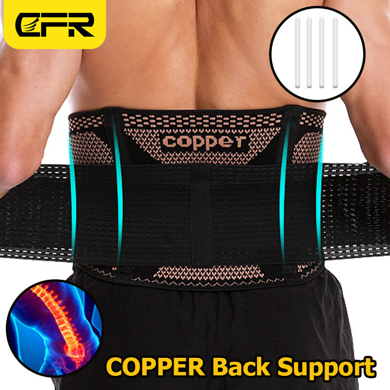 Copper Back Support Brace Lower Pain Relief Lumbar Belt Sciatica Men ...