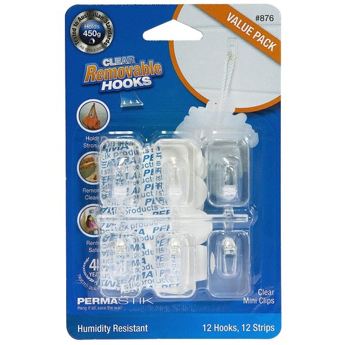BULK 100 PACKS of PERMASTIK Removable Wall Hooks 12 Mini Humidity Resistant | eBay