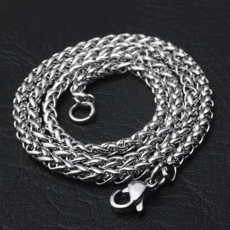 Stainless Steel Braided Wheat Rope Chain Necklace Biker Jewelry 20-28 ...
