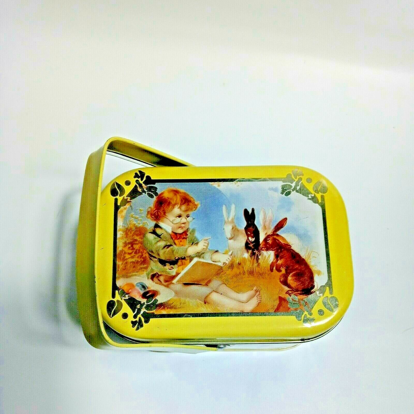 The Tin Box Company Of America. Child With Easter Bunny Field Tin With ...