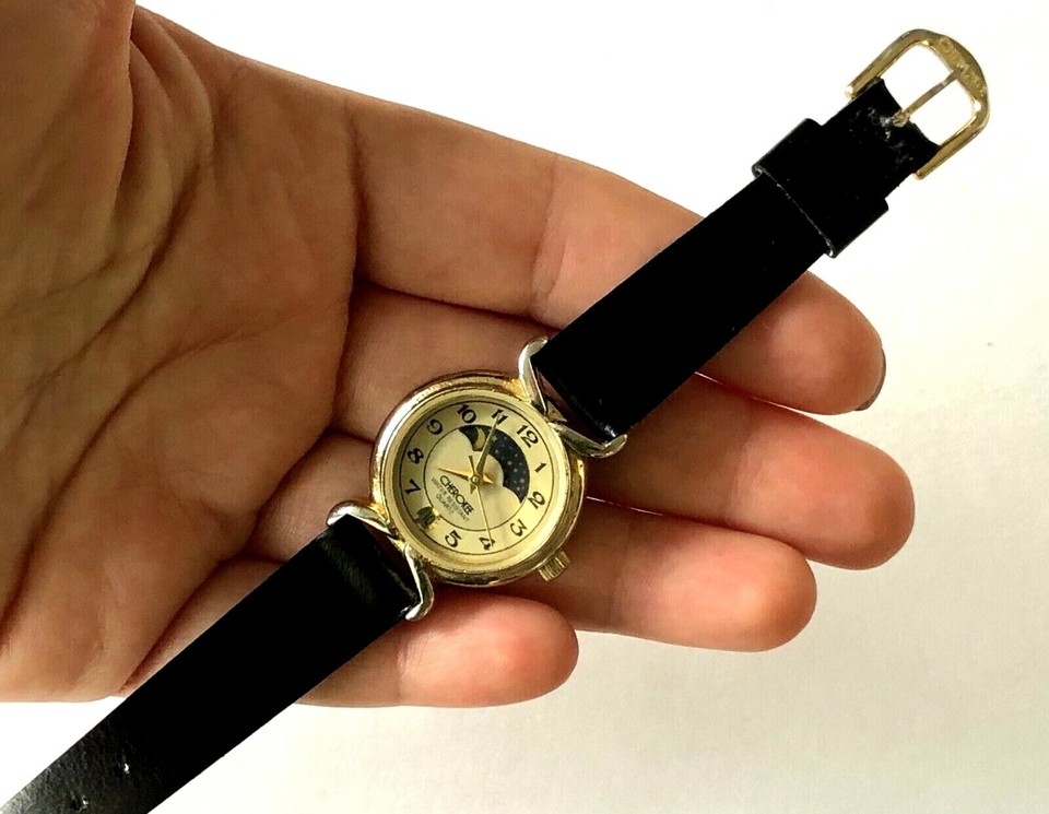 Cherokee Quartz Date Half Moon Ladies Watch PC23 V-13 32 187 Runs Small ...