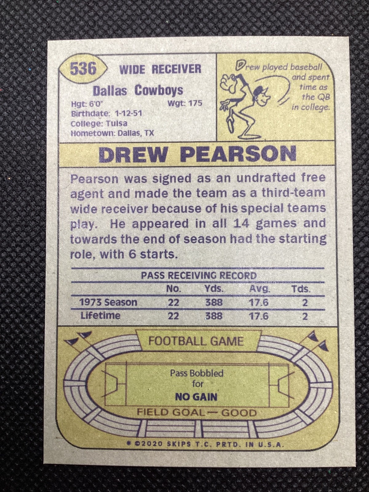 1974 BCC Custom Card Drew Pearson Dallas Cowboys WR | eBay