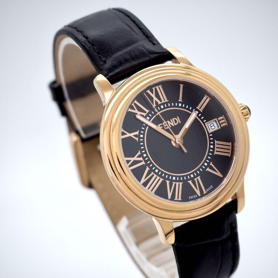 208 Fendi Men'S Watch With Box 25400L Black Gold | eBay Australia