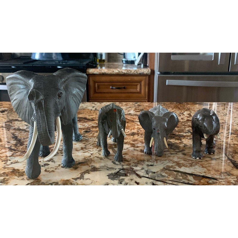 VINTAGE Set of 4 ELEPHANT Plastic Rubber TOY | eBay