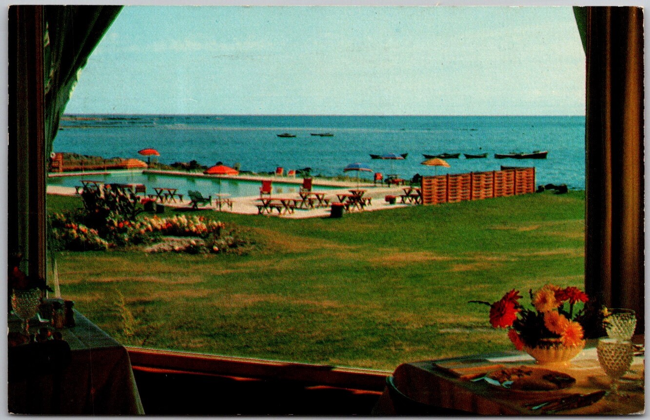 POSTCARD A dining room window SHAWMUT INN Kennebunkport, Maine 1970 | eBay