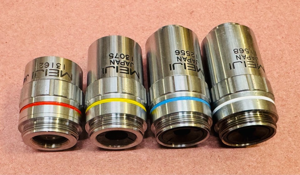 Lot Of Meiji SM Plan Microscope Objective Lens 4X, 10X, 40X, 100X ...