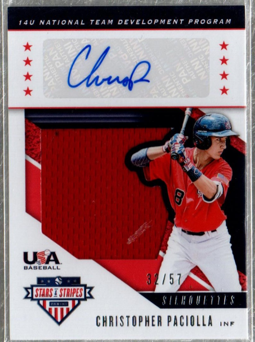 2019 USA Baseball Stars Stripes Silh Jerseys #175 Christopher Paciolla ...