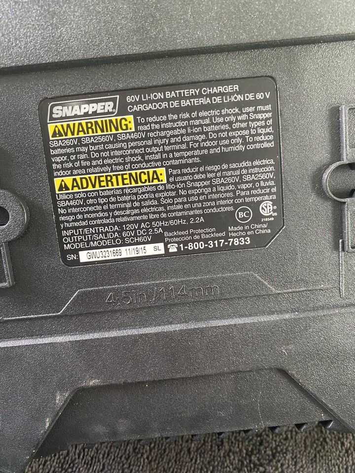 Snapper 60V Battery Charger SCH60V Max LI-Ion | eBay